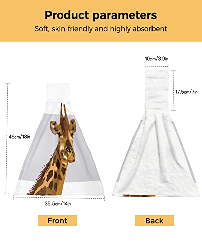 Geometric Art Hanging Hand Towels Kitchen Towel Absorbent Towel Hanging Towel Hand Bath Towel, 18"x14" Decorative Soft Oven Towel Quick Dry Dish Cloth Towels 2Pcs, Brown Giraffe Textured Pattern