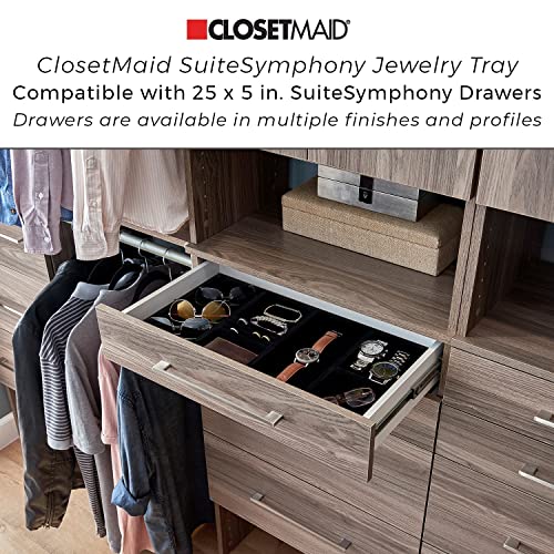 ClosetMaid SuiteSymphony Wood Drawer, Add On Accessory, Modern Style, for Storage, Closet Clothes, x 10” Size for 25 in. Units, Graphite Grey/Satin Nickel