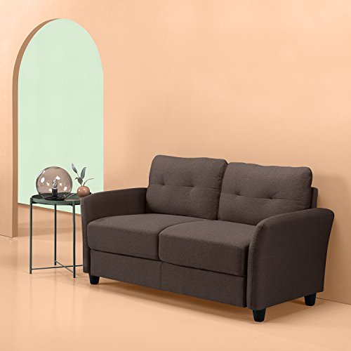 ZINUS Ricardo Loveseat Sofa Tufted Cushions, Easy, Tool-Free Assembly, Chestnut Brown