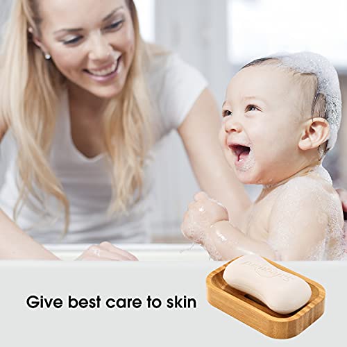 GUANJUNE Pack of 2 Natural Wood Bamboo Soap Dish Holder for Bathroom Kitchen Sponges Accessories Storage