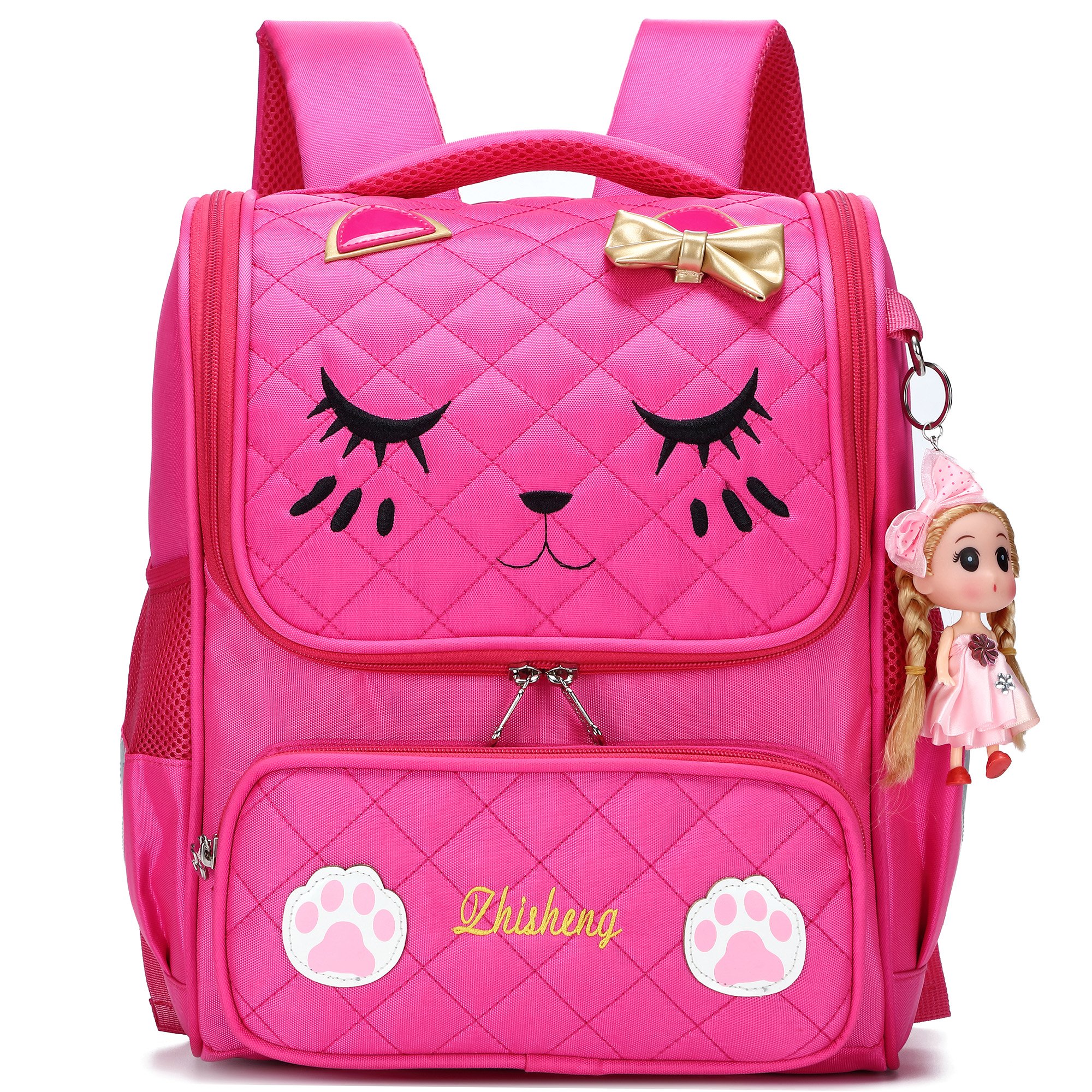 AO ALI VICTORY Girls Backpacks, Waterproof Cute Backpack for Kids Toddler Girl Preschool Bookbags Elementary School Bags (Small, A-Rose Red)