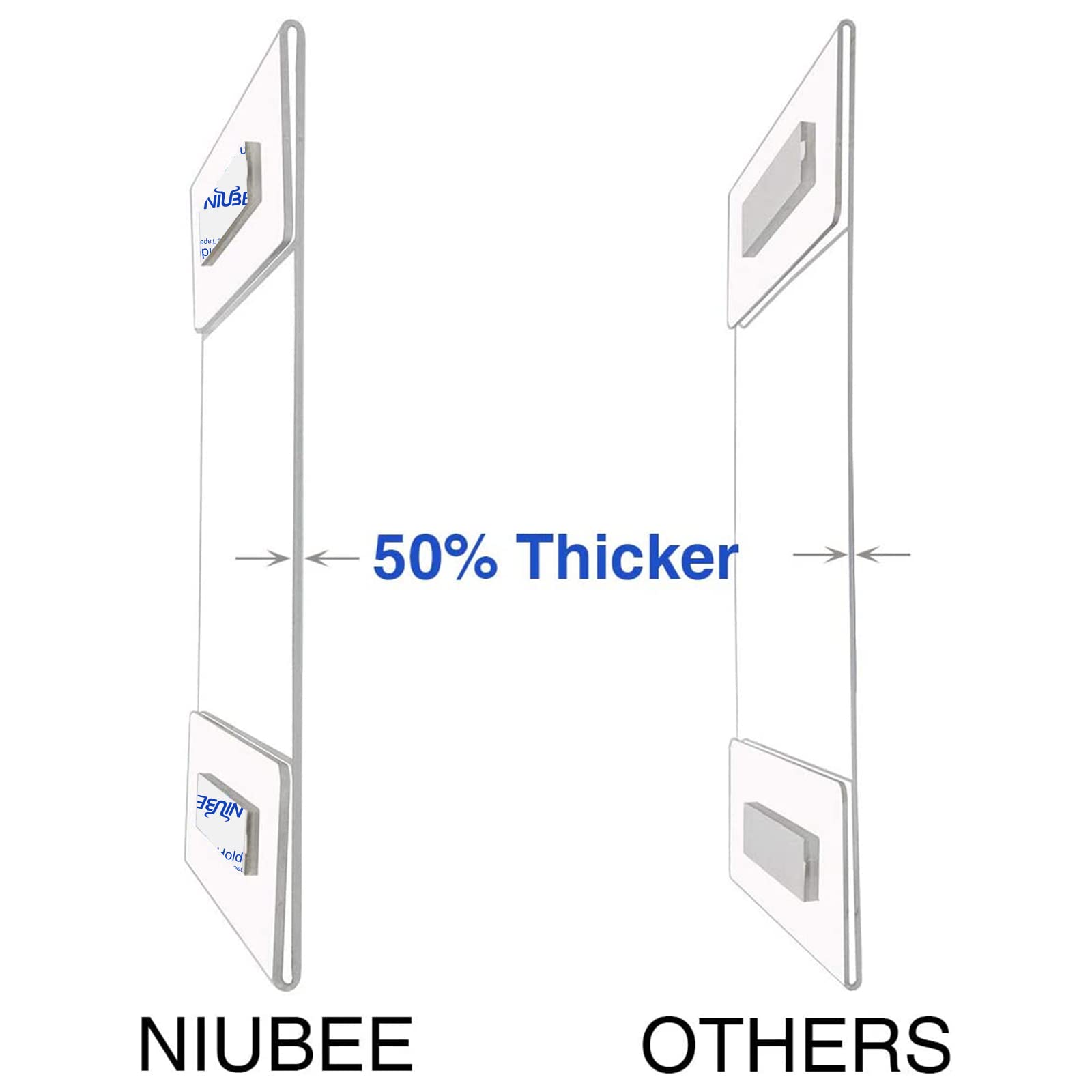NIUBEE 4x6 inch Wall Mount Acrylic Sign Holder with Double Sided Adhesive Tape for Office, Home, Store, Restaurant, No Drilling - Horizontal (6 Pack)