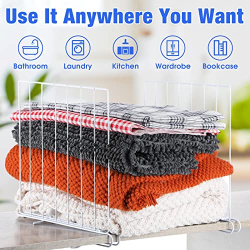 16 Pieces Metal Shelf Dividers Bulk Wood Closet Organization 12 Inch Tall Closet Shelf Organizer Storage Dividers for Shelves Adjustable Wire Shelving Separators for Clothes Book Bedroom, White(White)