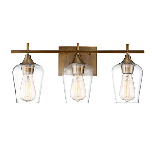 Savoy House 8-4030-3-322 Octave 3-Light Bathroom Vanity Light in a Warm Brass Finish with Clear Glass (21" W x 9" H)
