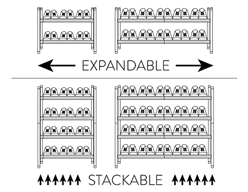 Richards Telescoping Stackable/Expandable Free Standing Shoe Rack, 2-Tier Holds Up To 10-Pair, Matte Black
