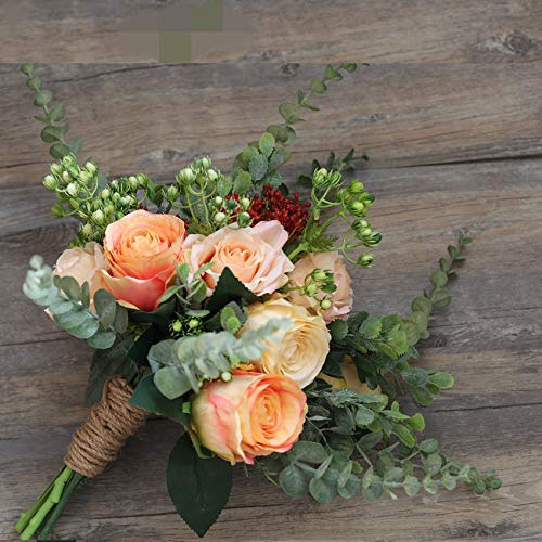 G Home Collection Wedding Bouquet Yellow Champagne Rose Bridal Bouquet