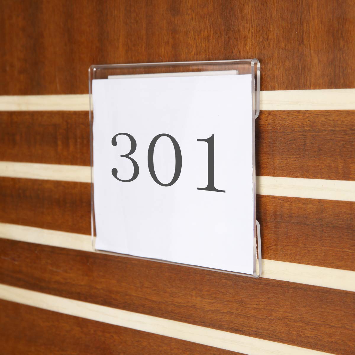 NIUBEE 4x6 inch Wall Mount Acrylic Sign Holder with Double Sided Adhesive Tape for Office, Home, Store, Restaurant, No Drilling - Horizontal (6 Pack)
