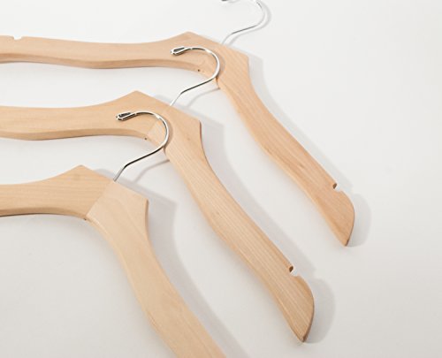 Classic Wood Bridal Dress Hangers - Natural Finish (10-Pack)