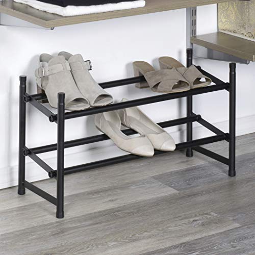 Richards Telescoping Stackable/Expandable Free Standing Shoe Rack, 2-Tier Holds Up To 10-Pair, Matte Black