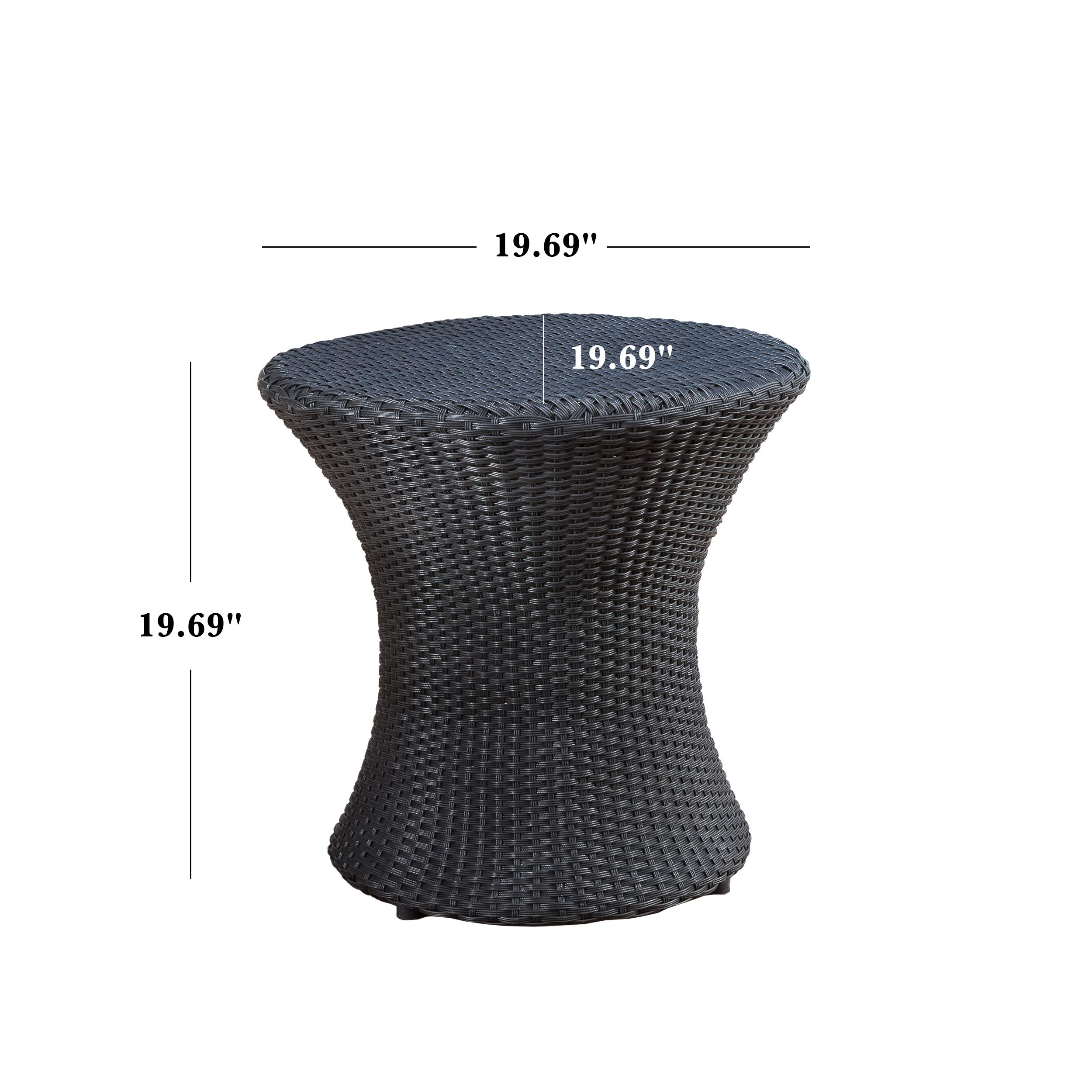 Christopher Knight Home Adriana Outdoor PE Wicker Accent Table, Black