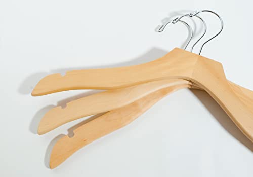 Classic Wood Bridal Dress Hangers - Natural Finish (10-Pack)