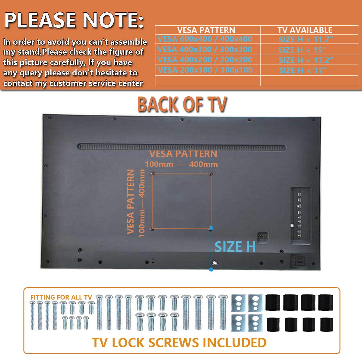 Universal Tabletop TV Stand with Wall Mount for 32 to 70 inch 4 Level Height Adjustable, Heavy Duty Tempered Glass Base, Holds up to 110lbs Screens, HT03B-002