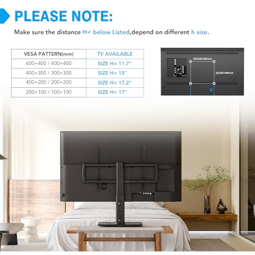 Universal Tabletop TV Stand with Wall Mount for 32 to 70 inch 4 Level Height Adjustable, Heavy Duty Tempered Glass Base, Holds up to 110lbs Screens, HT03B-002