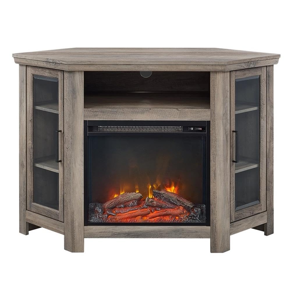 Walker Edison 48" MDF Corner Fireplace TV Stand - Grey Wash