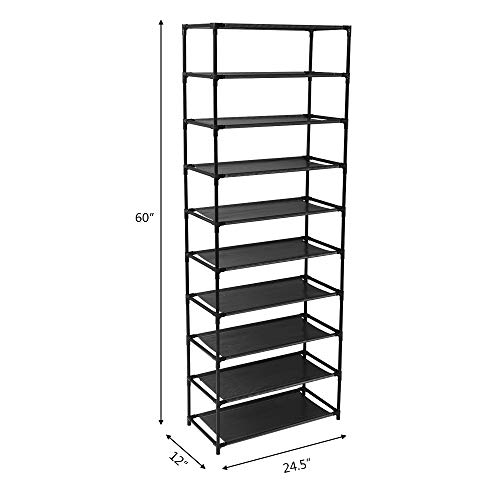 Ynredee Shoe Rack Storage Organizer,Non-Woven Fabric Shoe Tower Storage Organizer Cabinet Metal Shoe Holds (10 Tier)