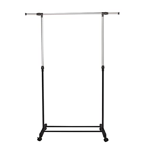 VEAREAR Standard Rod Simple Rolling Metal Clothing Rack, Garment Rack Organizer, Freestanding Hanger with Wheels, Metal Garment Rack for Hanging Clothes, Rolling Clothes Organizer, Black