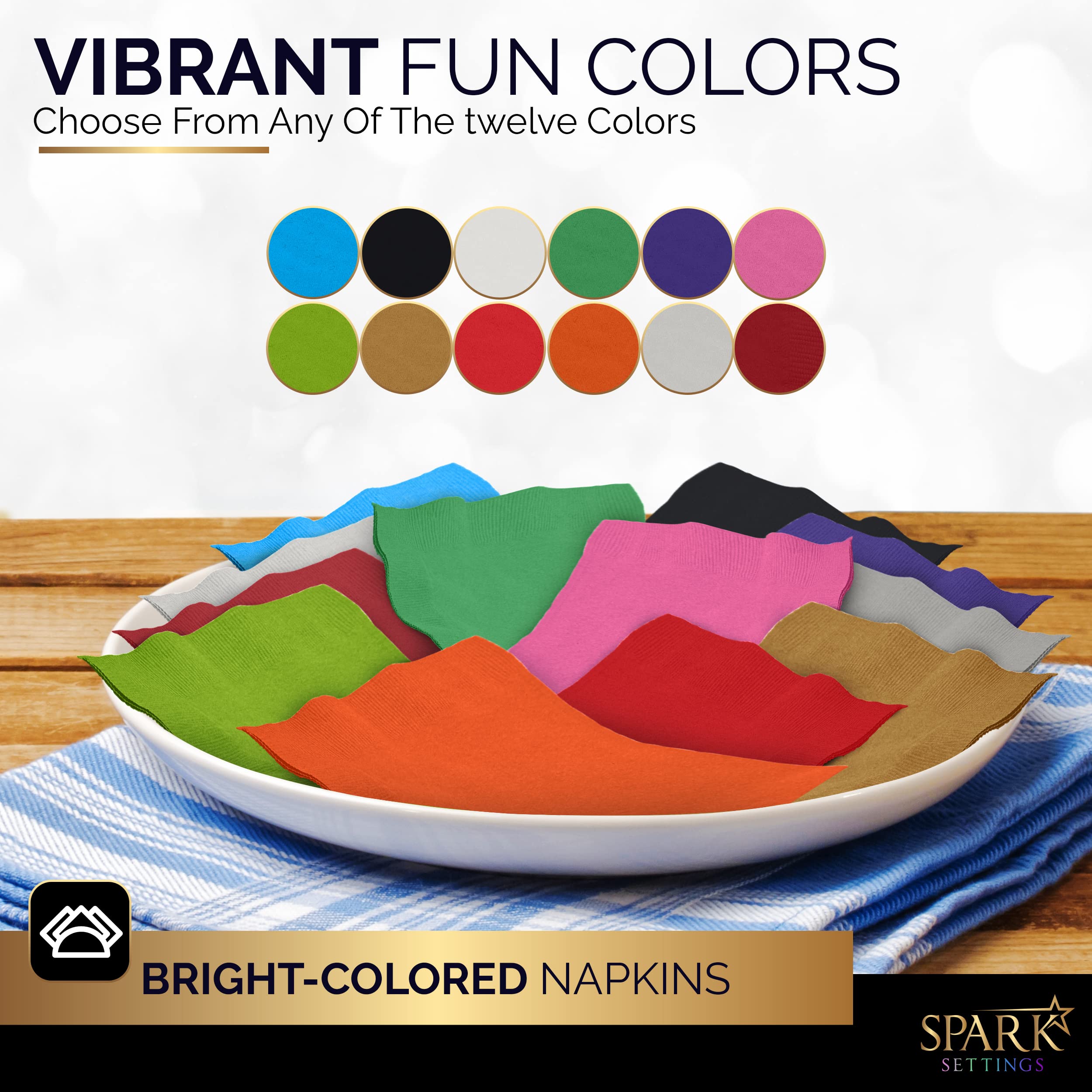 Amcrate Big Party Pack 40 Count White Dinner Napkins Tableware- Ideal for Wedding, Party, Birthday, Dinner, Lunch, Cocktails. (7β x 7β)