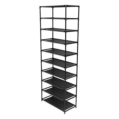 Ynredee Shoe Rack Storage Organizer,Non-Woven Fabric Shoe Tower Storage Organizer Cabinet Metal Shoe Holds (10 Tier)