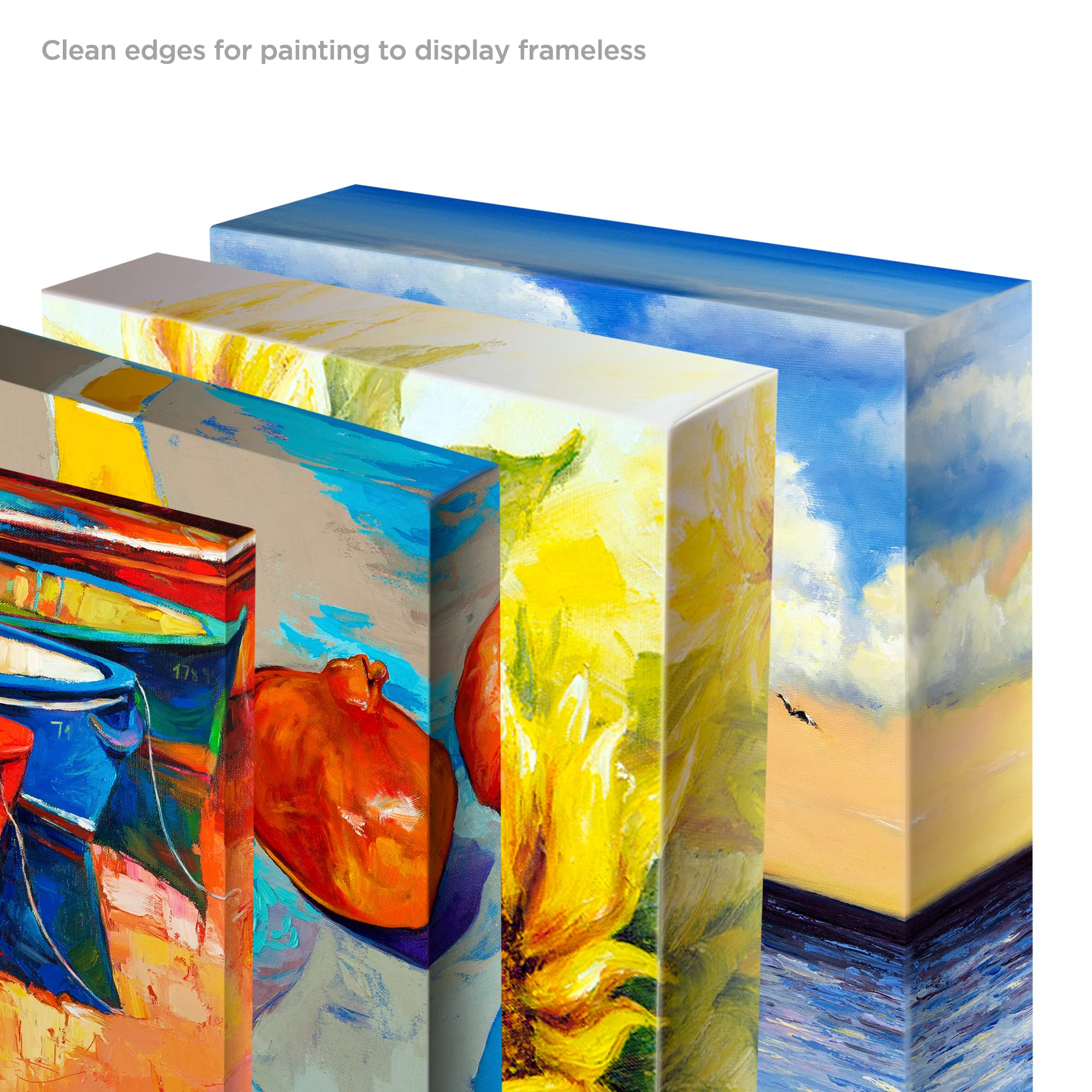 Creative Mark The Edge All Media Cotton Deluxe Stretched Canvas - 12x12" - 3 Pack of 1-1/2'' Deep Triple Acrylic Primed Canvas for Painting