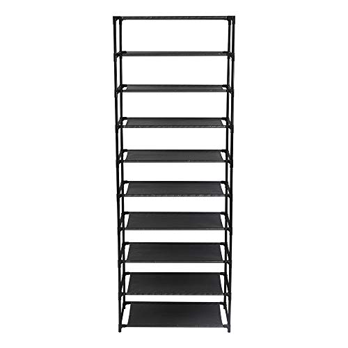 Ynredee Shoe Rack Storage Organizer,Non-Woven Fabric Shoe Tower Storage Organizer Cabinet Metal Shoe Holds (10 Tier)