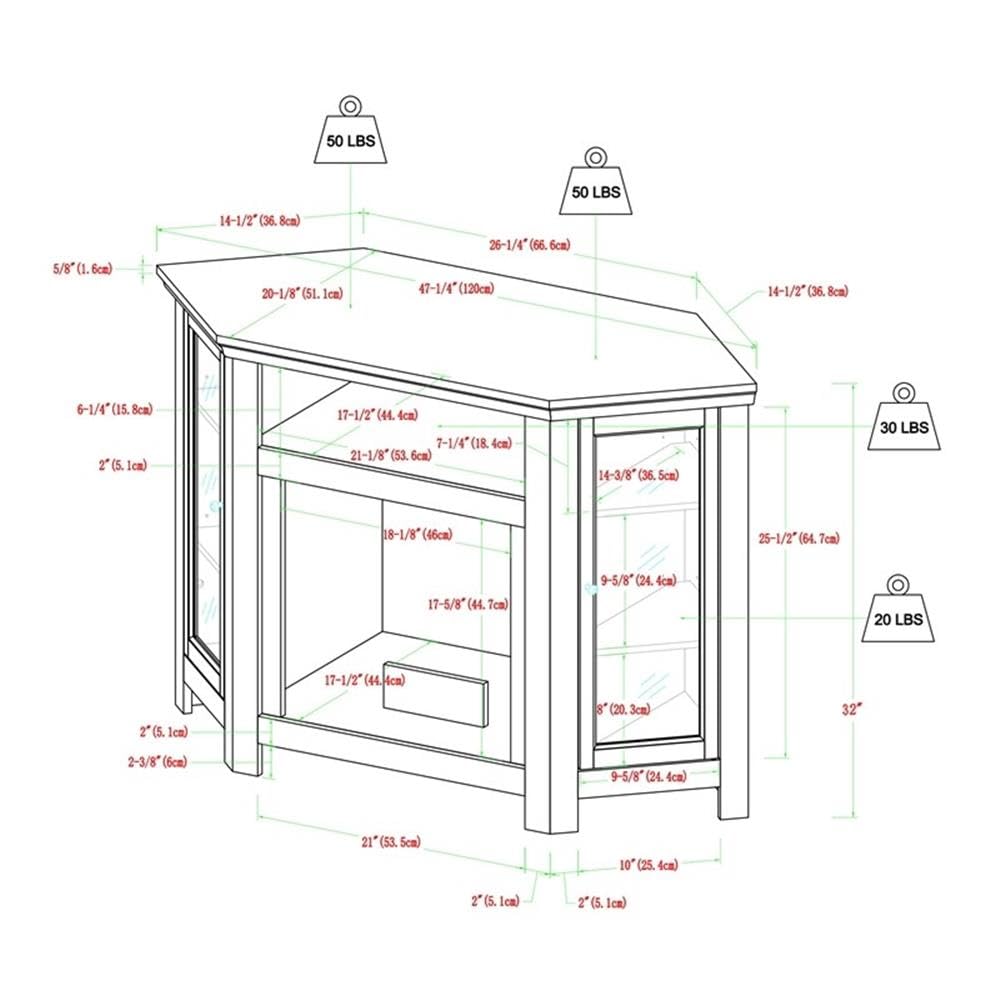 Walker Edison 48" MDF Corner Fireplace TV Stand - Grey Wash