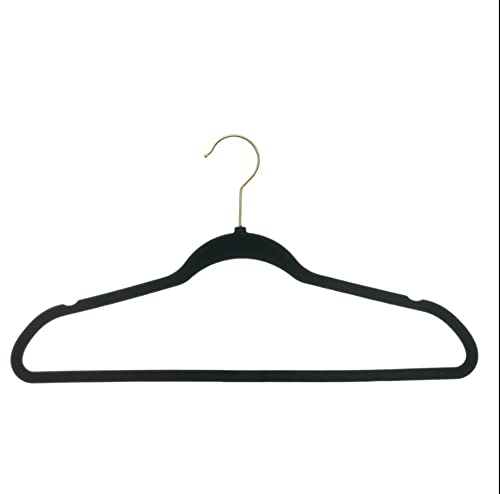 Non-Slip Velvet Clothing Hangers, 100 Pack, Pink - Black - Beige (Black)