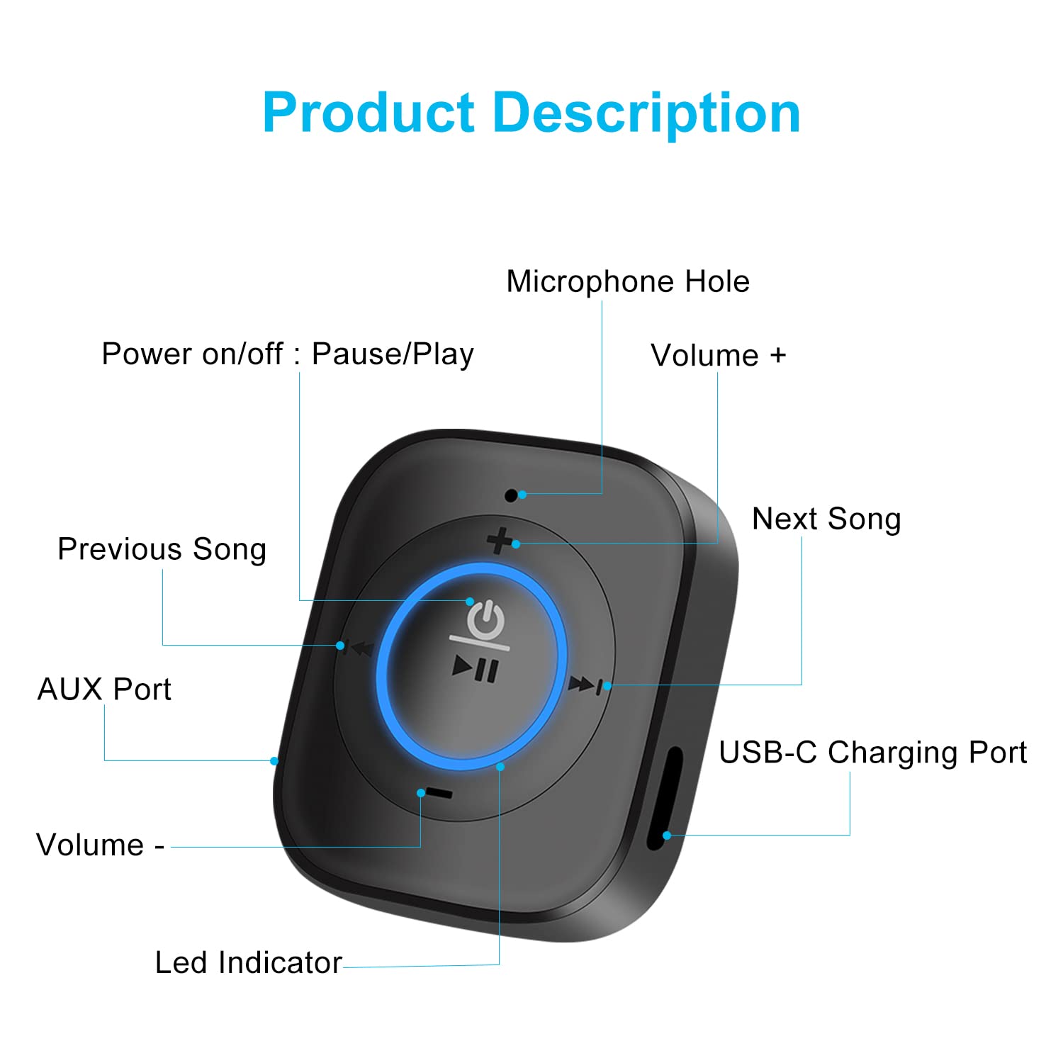 Friencity Bluetooth 5.3 Receiver for Speaker, Bluetooth Audio Receiver Adapter for Car Stereo Home Stereo Amp Wired Headphones, Hi-Fi Music Wireless AUX Adapter with 3.5mm RCA Jack, 20H Playtime