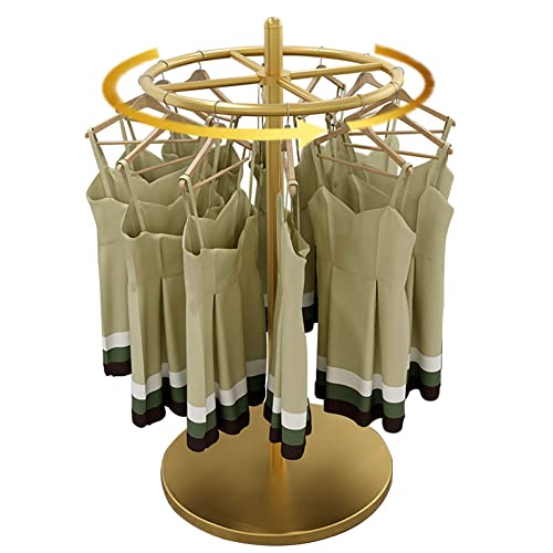 SLVUAFRN Floor-Standing Rotating Clothing Display Rack, Portable Retail Round Garment Rack Garment Rack, Hanging Apparels Shelf for Bedrooms Boutiques Commercial Gift Shop Laundry Room