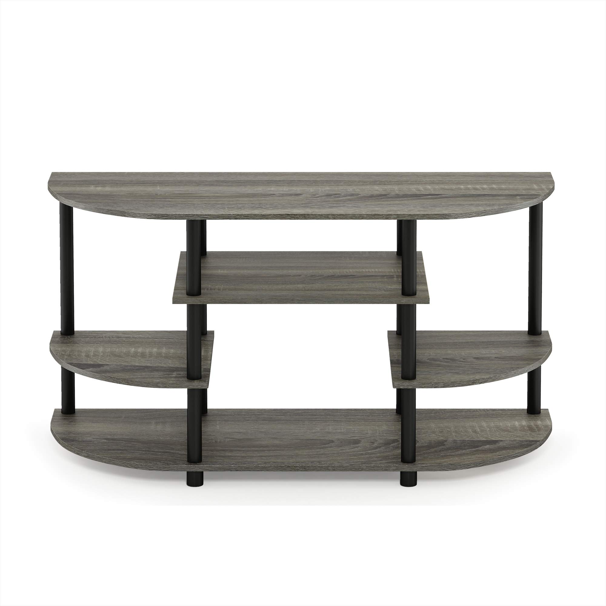 Furinno JAYA Simple Design Corner TV Stand, French Oak Grey/Black, 42.04 x 22.75 x 15.55 Inches