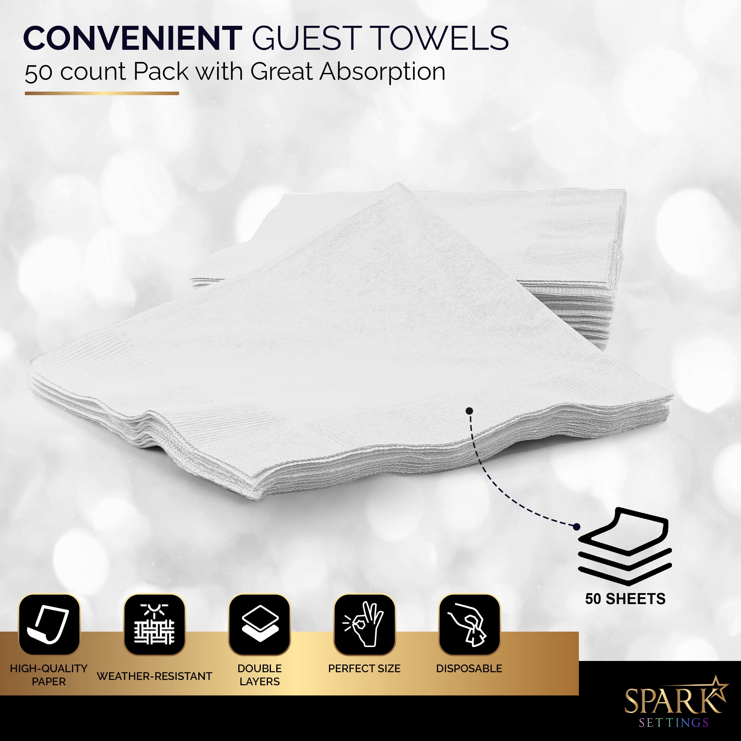 Amcrate Big Party Pack 40 Count White Dinner Napkins Tableware- Ideal for Wedding, Party, Birthday, Dinner, Lunch, Cocktails. (7β x 7β)