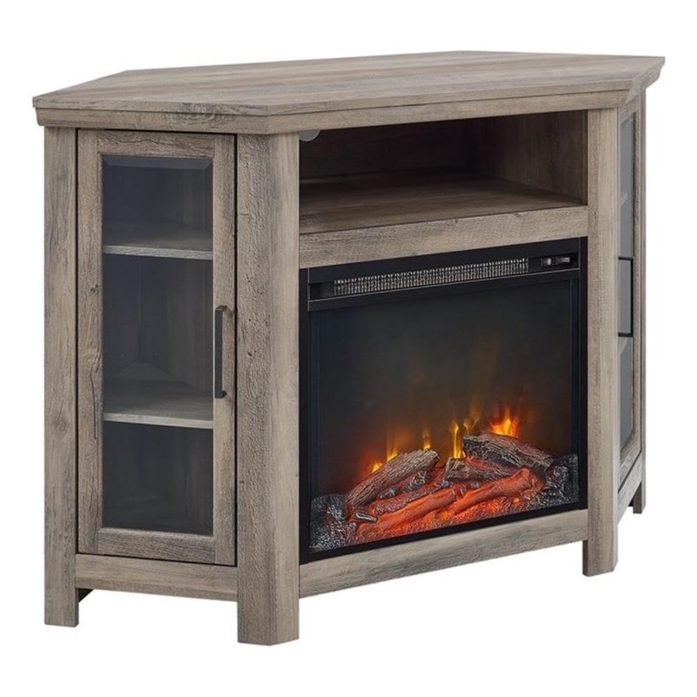 Walker Edison 48" MDF Corner Fireplace TV Stand - Grey Wash