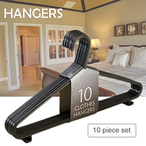 DOUBAO 10pcs Adult Clothing Hanger Portable Household Clothe Dress Organizer Closet Space Saver Black