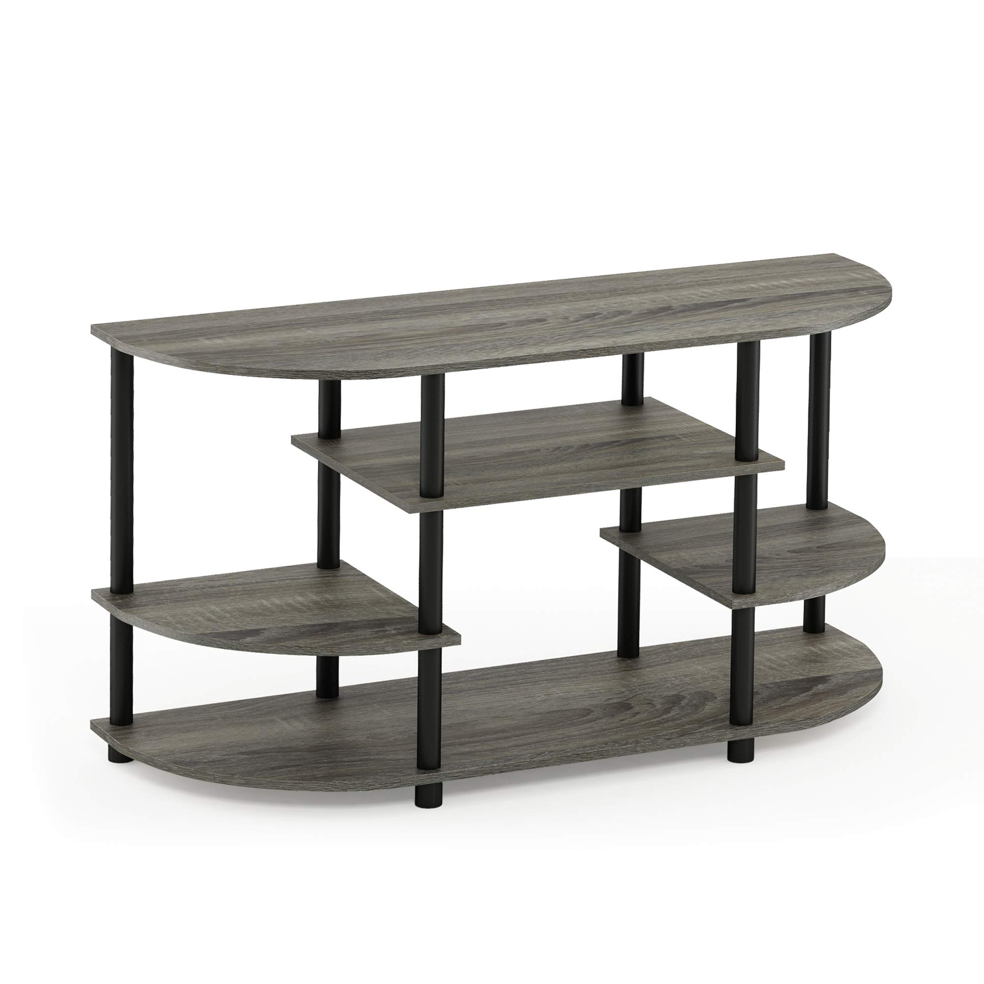 Furinno JAYA Simple Design Corner TV Stand, French Oak Grey/Black, 42.04 x 22.75 x 15.55 Inches