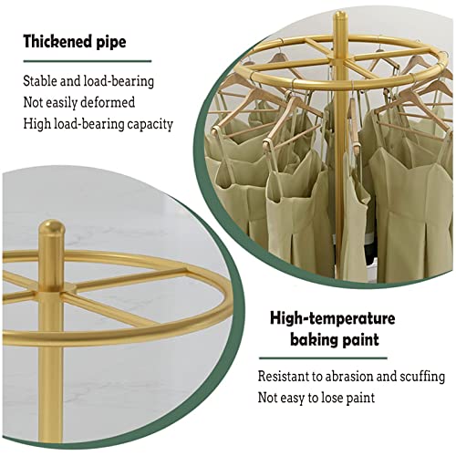 SLVUAFRN Floor-Standing Rotating Clothing Display Rack, Portable Retail Round Garment Rack Garment Rack, Hanging Apparels Shelf for Bedrooms Boutiques Commercial Gift Shop Laundry Room