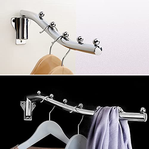 Moteen 2 Pack Wall Mounted Clothes Hanger Rack, Stainless Steel, 180° Folding Garment Hooks with Swing Arm Holder Space Saving Clothing Organizer for Bedrooms, Laundry Rooms or Bathrooms