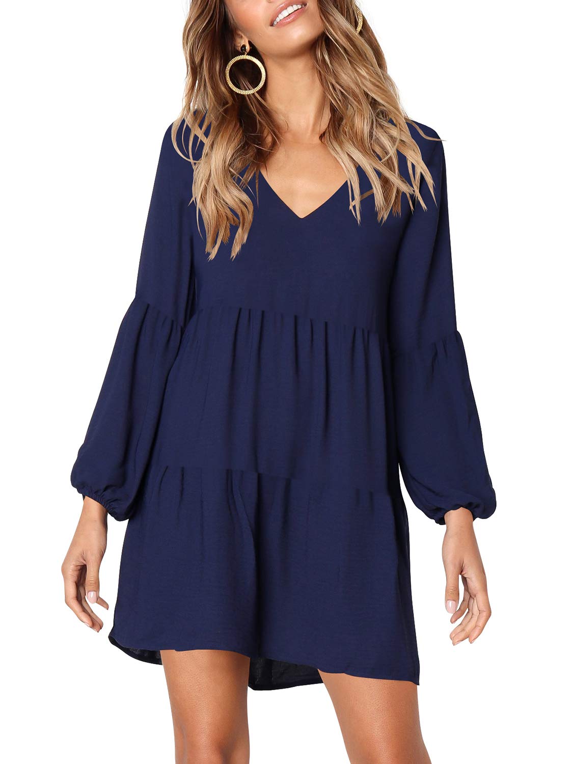 Amoretu Dresses for Women Loose Casual Swing Shift Mini Dress, Spring, Summer, 2025 (Navy, M)