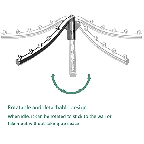 Moteen 2 Pack Wall Mounted Clothes Hanger Rack, Stainless Steel, 180° Folding Garment Hooks with Swing Arm Holder Space Saving Clothing Organizer for Bedrooms, Laundry Rooms or Bathrooms