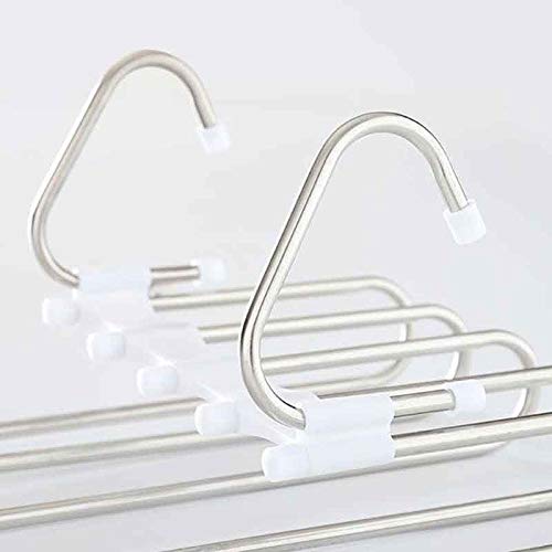 MXIAOXIA 5-in-1 Pants Hanger Multifunctional Portable Stainless Steel Hanger for Clothes Trousers Coat Storage Organization Space Saving