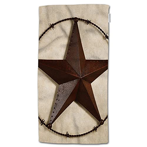 HGOD DESIGNS Texas Star Hand Towels,Rusty Iron Western Texas Star Soft Bath Hand Towels for Bathroom Kitchen Hotel Spa Hand Towels 15"X30"