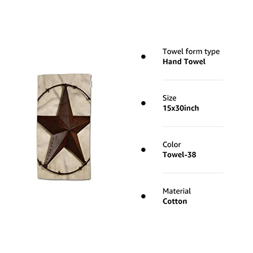 HGOD DESIGNS Texas Star Hand Towels,Rusty Iron Western Texas Star Soft Bath Hand Towels for Bathroom Kitchen Hotel Spa Hand Towels 15"X30"