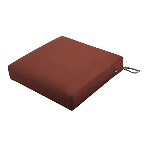 Classic Accessories Ravenna Water-Resistant 21 x 19 x 5 Inch Outdoor Seat Cushion, Durable Patio Furniture Cushion with Straps,Spice, Patio Loveseat Cushion