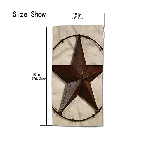HGOD DESIGNS Texas Star Hand Towels,Rusty Iron Western Texas Star Soft Bath Hand Towels for Bathroom Kitchen Hotel Spa Hand Towels 15"X30"