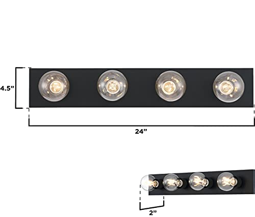 Westinghouse Lighting 6117600 Traditional Four-Light Indoor Vanity Light Fixture, Matte Black Finish