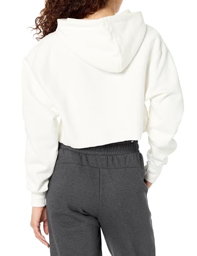 Champion womens Reverse Weave Cropped Cut-off Hoodie, Left Chest C Hooded Sweatshirt, White-549302, Small US