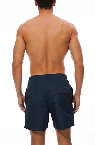 Gopune Mens Slim Fit Quick Dry Short Swim Trunks with Mesh Lining (Navy,M)