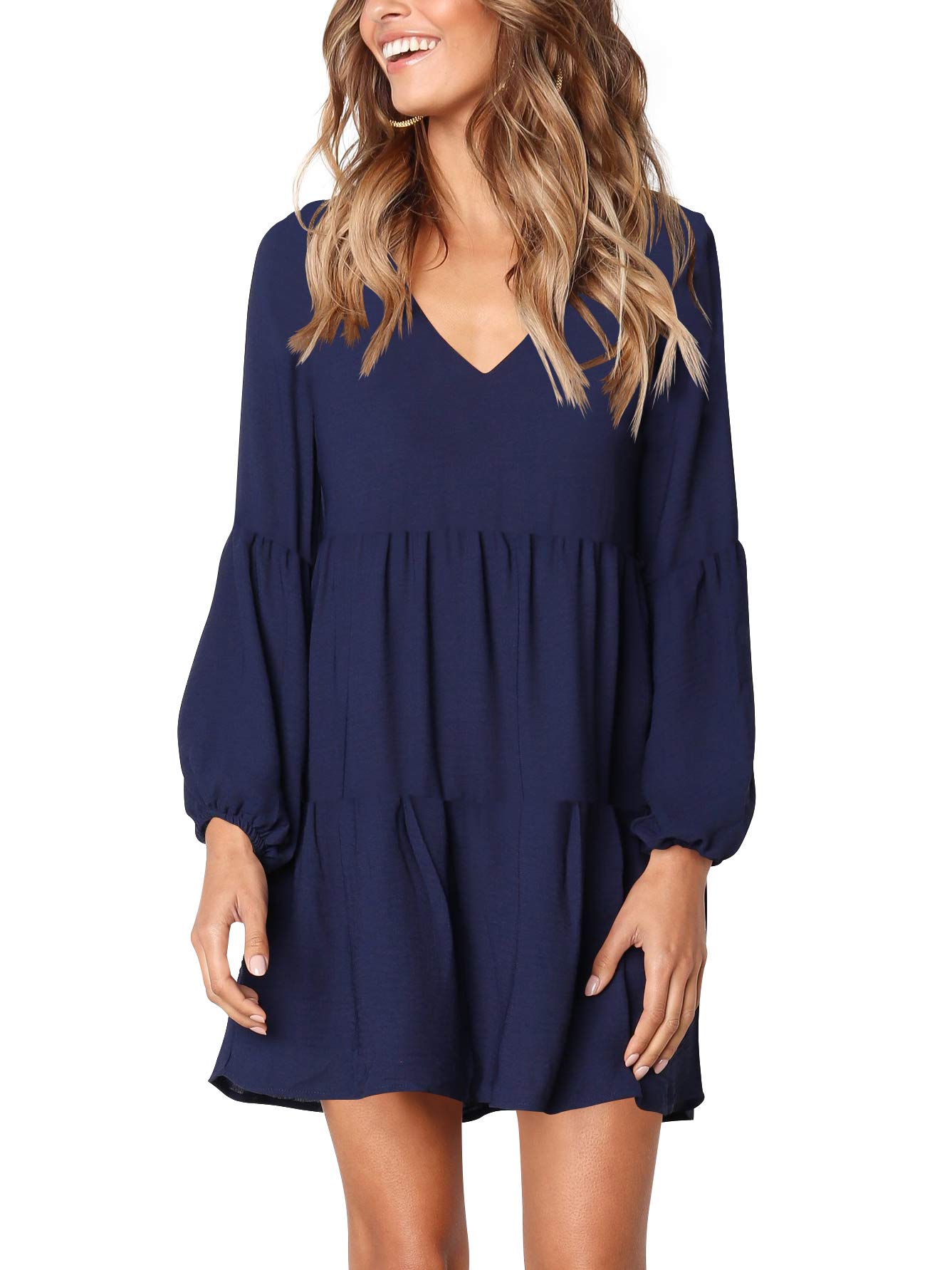 Amoretu Dresses for Women Loose Casual Swing Shift Mini Dress, Spring, Summer, 2025 (Navy, M)
