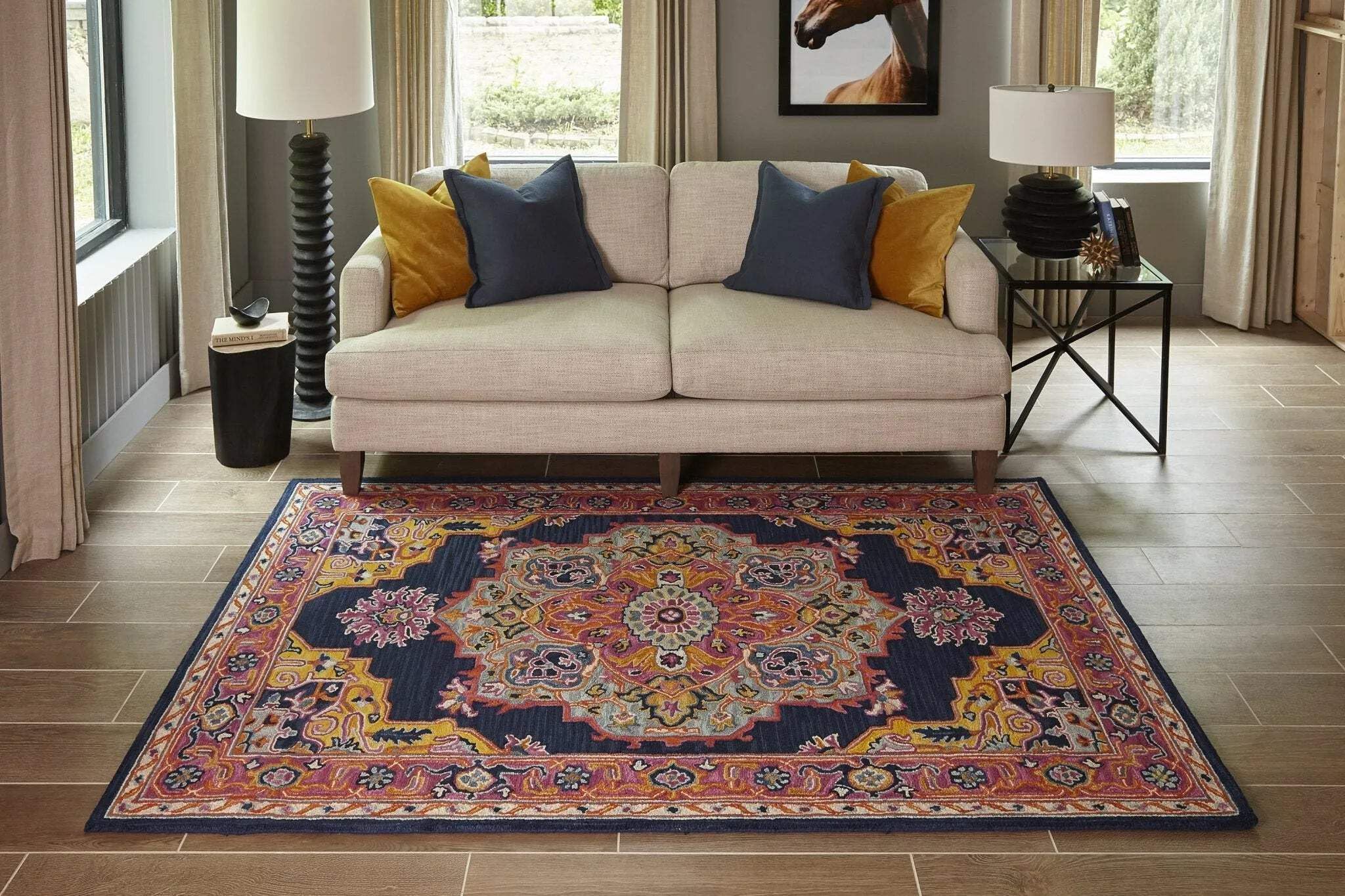 Momeni Ibiza Wool Area Rug, 8' X 10', Navy