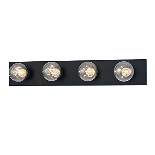 Westinghouse Lighting 6117600 Traditional Four-Light Indoor Vanity Light Fixture, Matte Black Finish