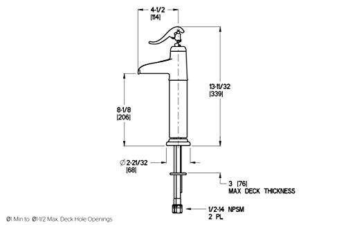 Pfister LFM40YP0Y LF-M40-YP0Y Ashfield Single Control Vessel Bathroom Faucet in Tuscan Bronze, 1.2gpm