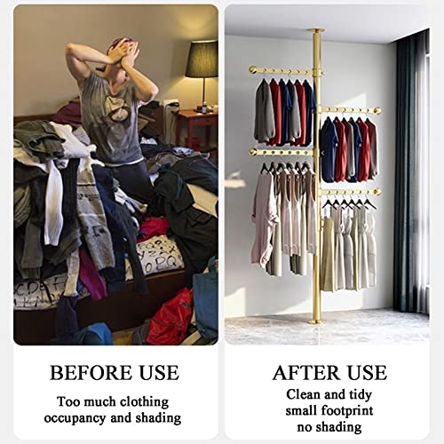 BIFCIOFH Adjustable Clothing Rack, 4-Tier Standing Metal Clothing Rack, Heavy Duty Vertical Pole Garment Rack, Closet Organizer System